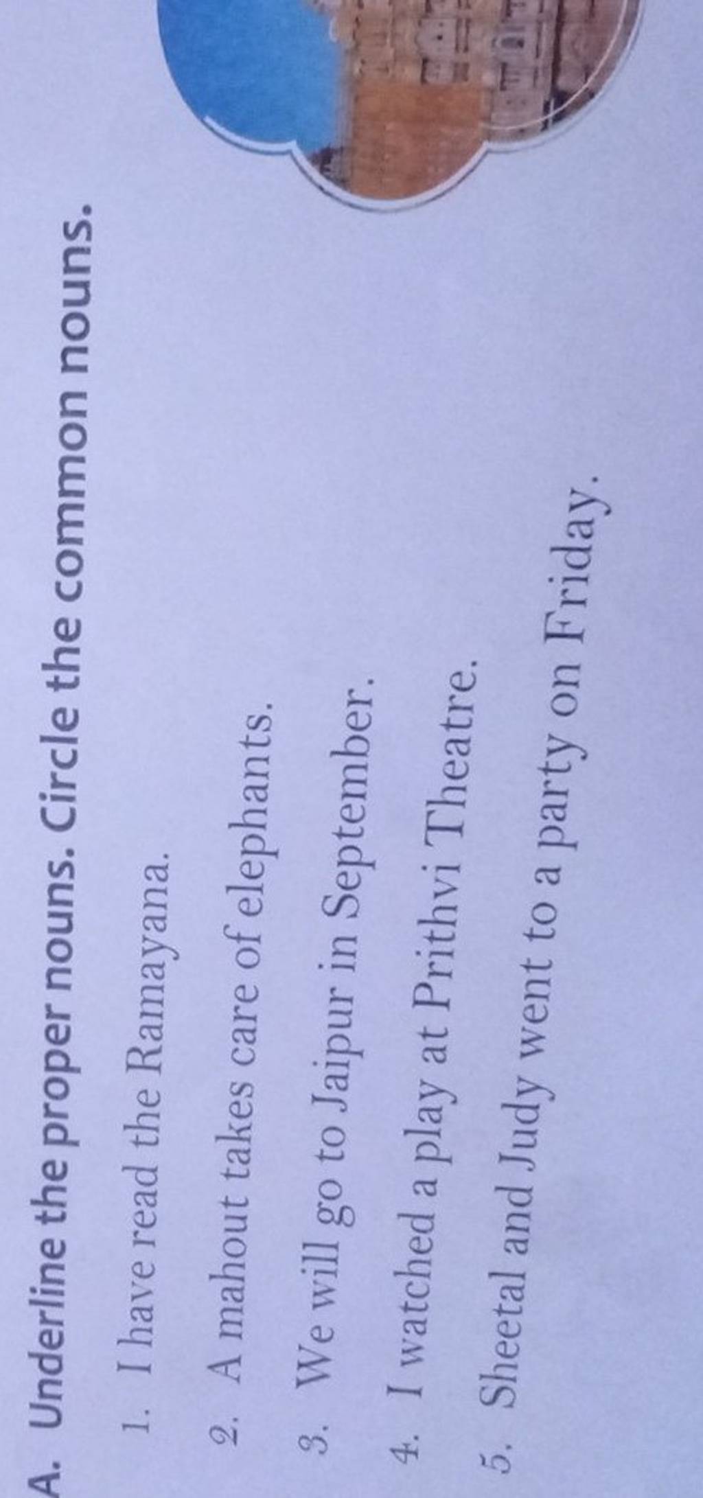 Underline the proper nouns. Circle the common nouns. | Filo