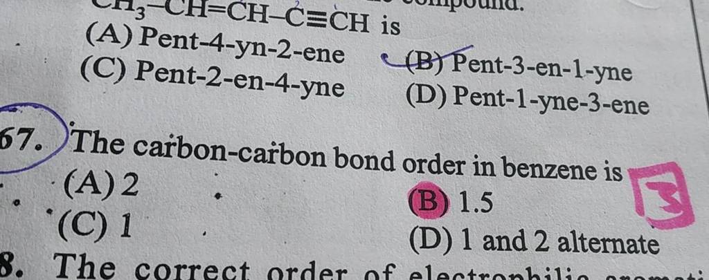 The carbon-carbon bond order in benzene is | Filo The carbon-carbon bond order in benzene is | Filo