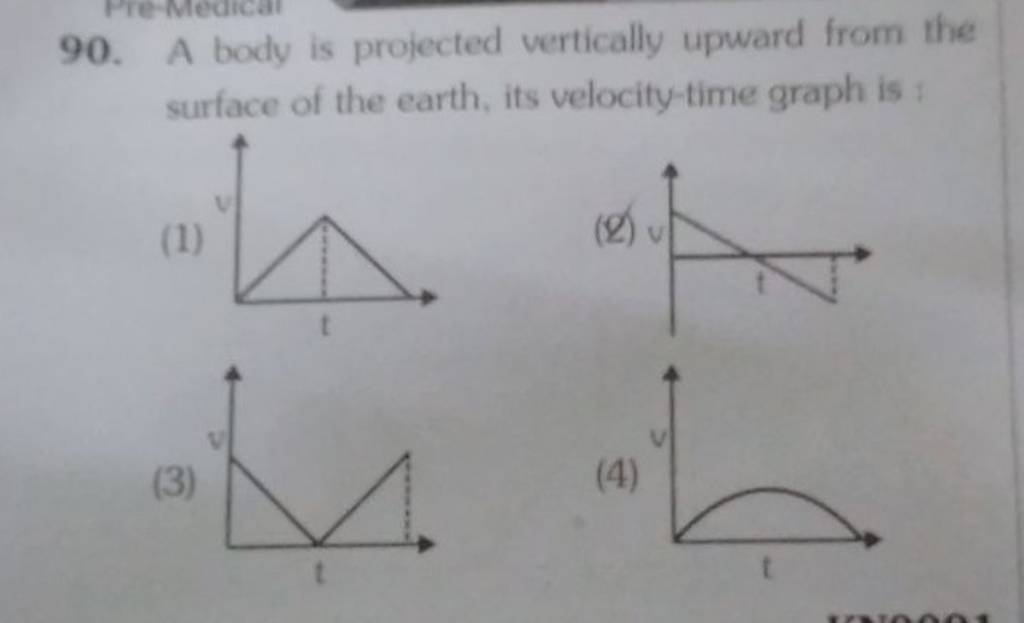 90. A body is projected vertically upward from the surface of the earth,