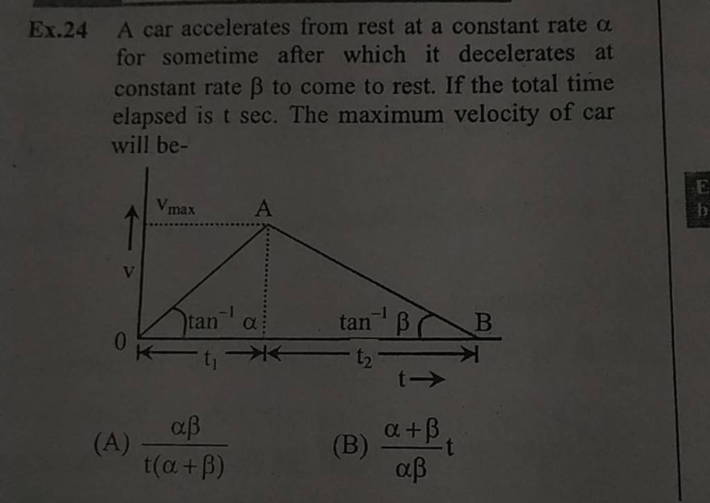 Ex 24 A Car Accelerates From Rest At A Constant Rate α For Sometime After