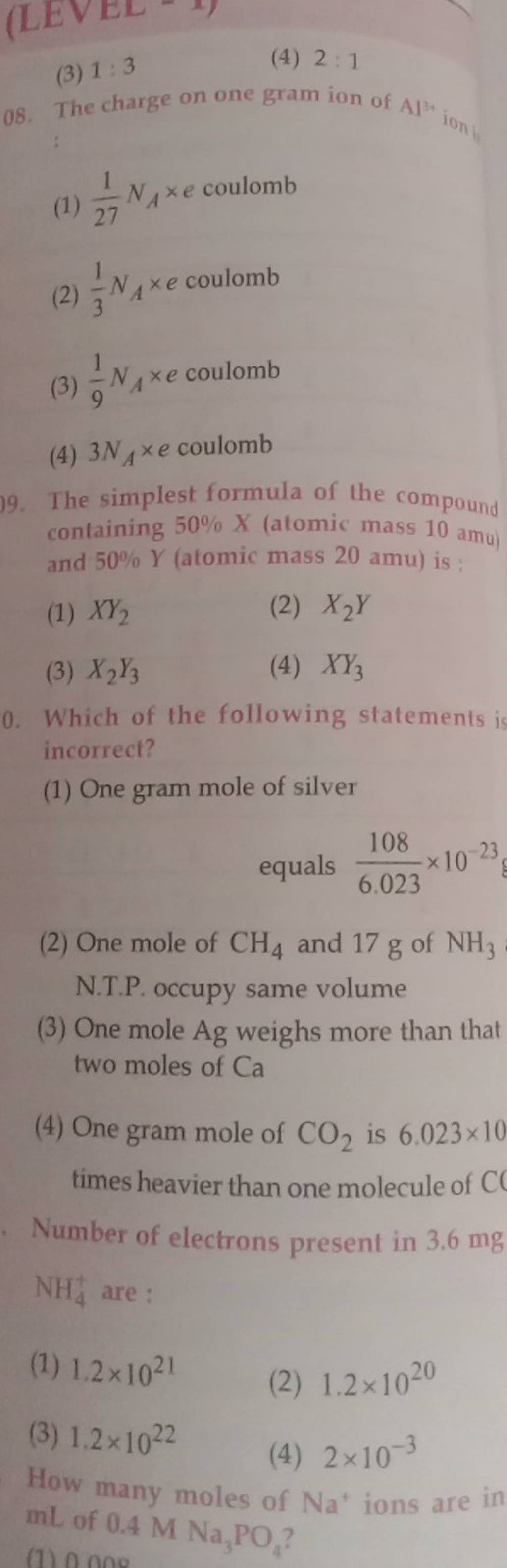 The simplest formula of the compound containing 50%X (atomic mass 10amu a.. The simplest formula of the compound containing 50%X (atomic mass 10amu a..