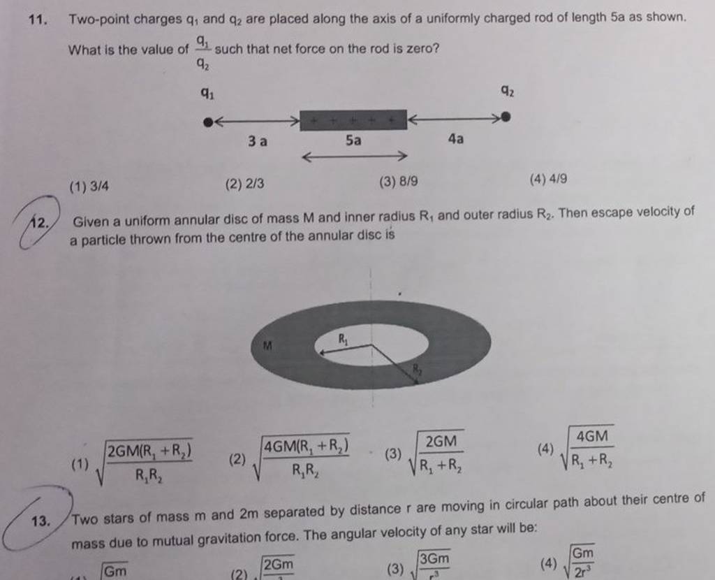 Given a uniform annular disc of mass M and inner radius R1 and outer rad.. Given a uniform annular disc of mass M and inner radius R1 and outer rad..