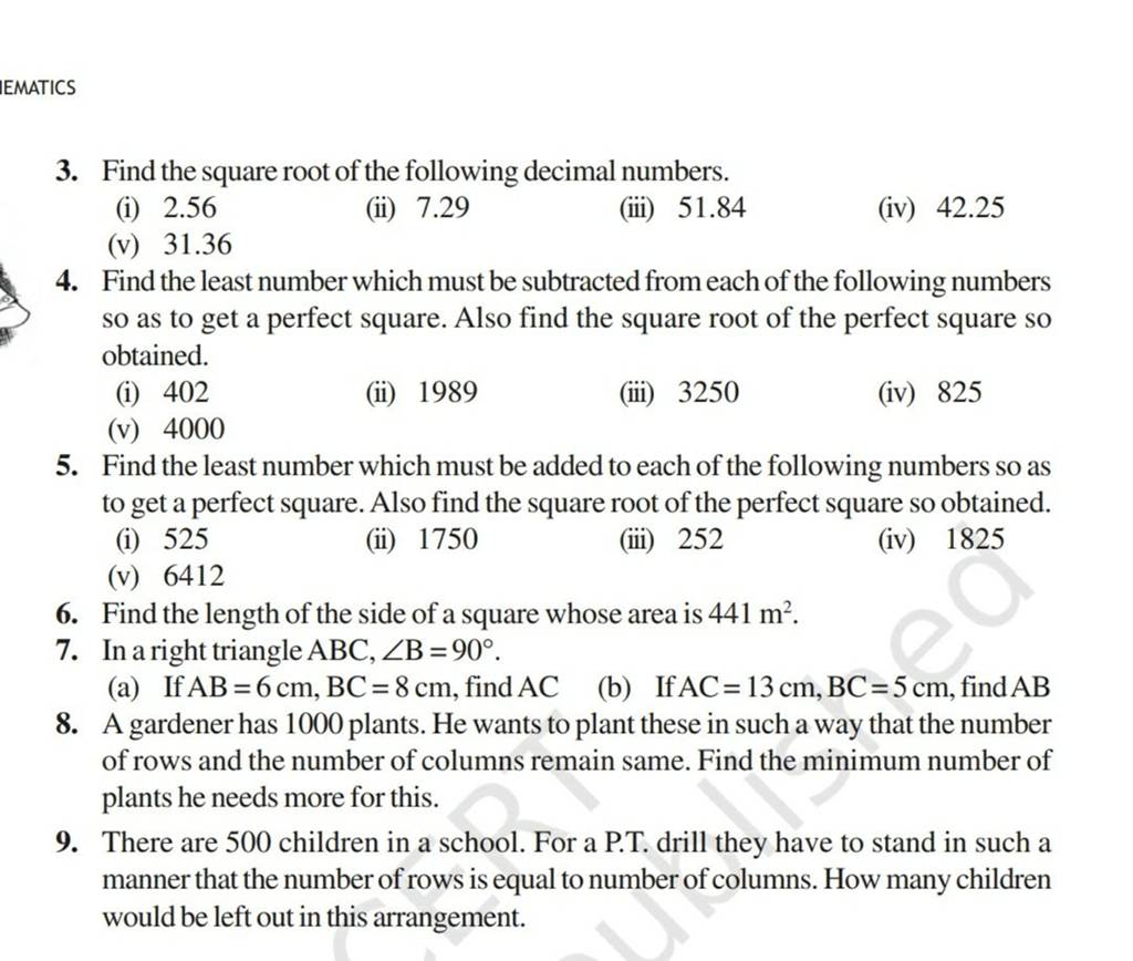 Find the square root of the following decimal numbers. | Filo