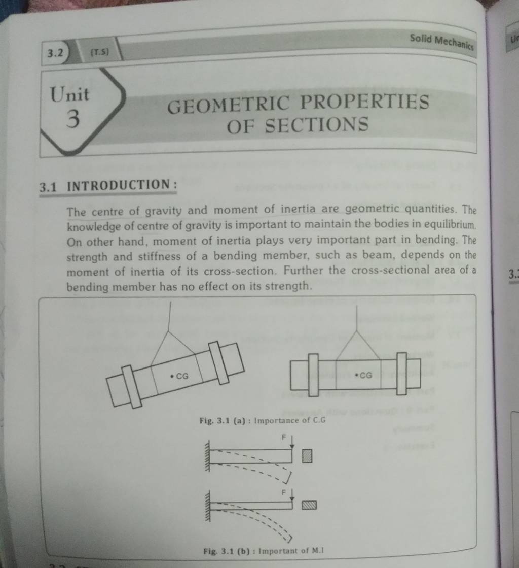3.2) (r.s) Solid Mechanics Unit GEOMETRIC PROPERTIES OF SECTIONS 3.1 INTR..