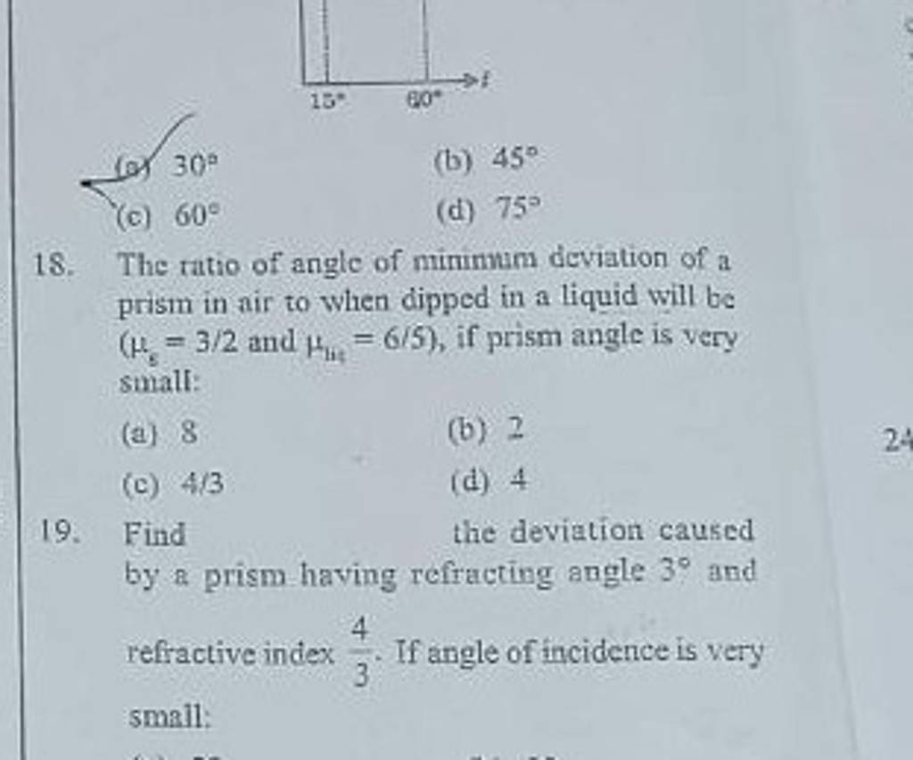 The Ratio Of Angle Of Minimum Deviation Of A Prism In Air To When Dipped
