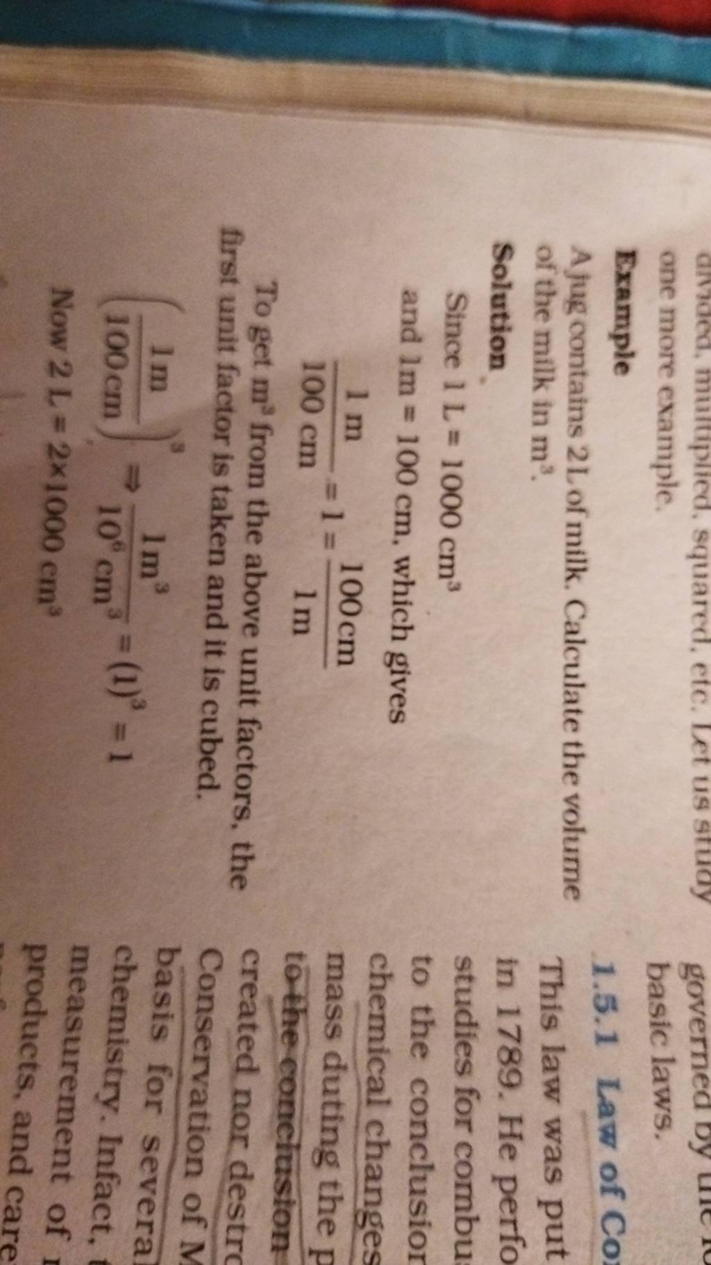 one more example. basic laws. Example A jug contains 2 L of milk. Calcula..