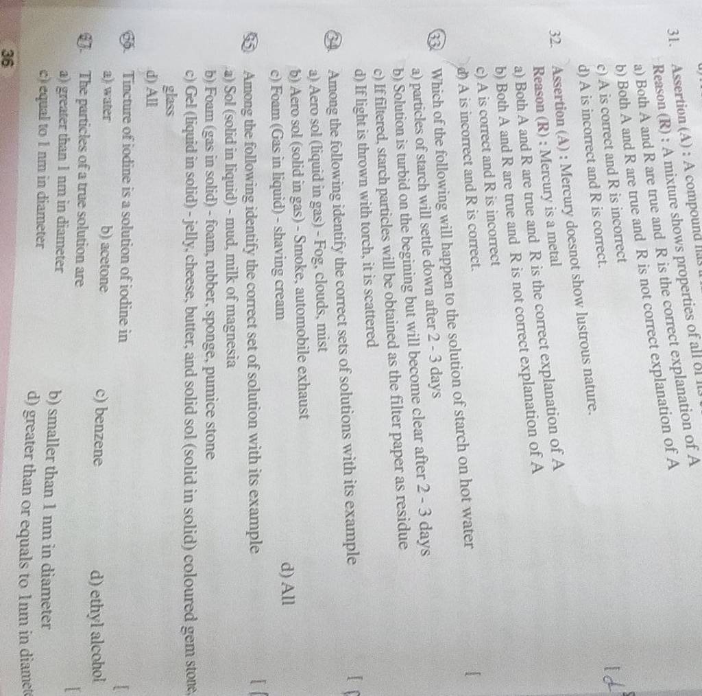 (35. Among the following identify the correct set of solution with its ex..