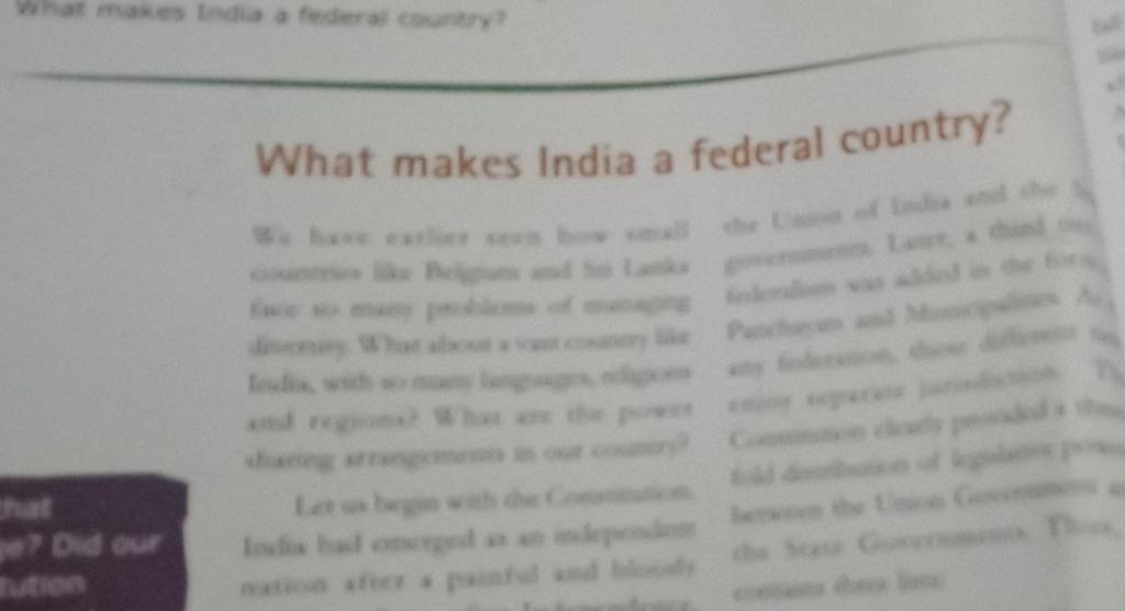What muakes frowa a ferfer of cosumity? What makes India a federal countr..