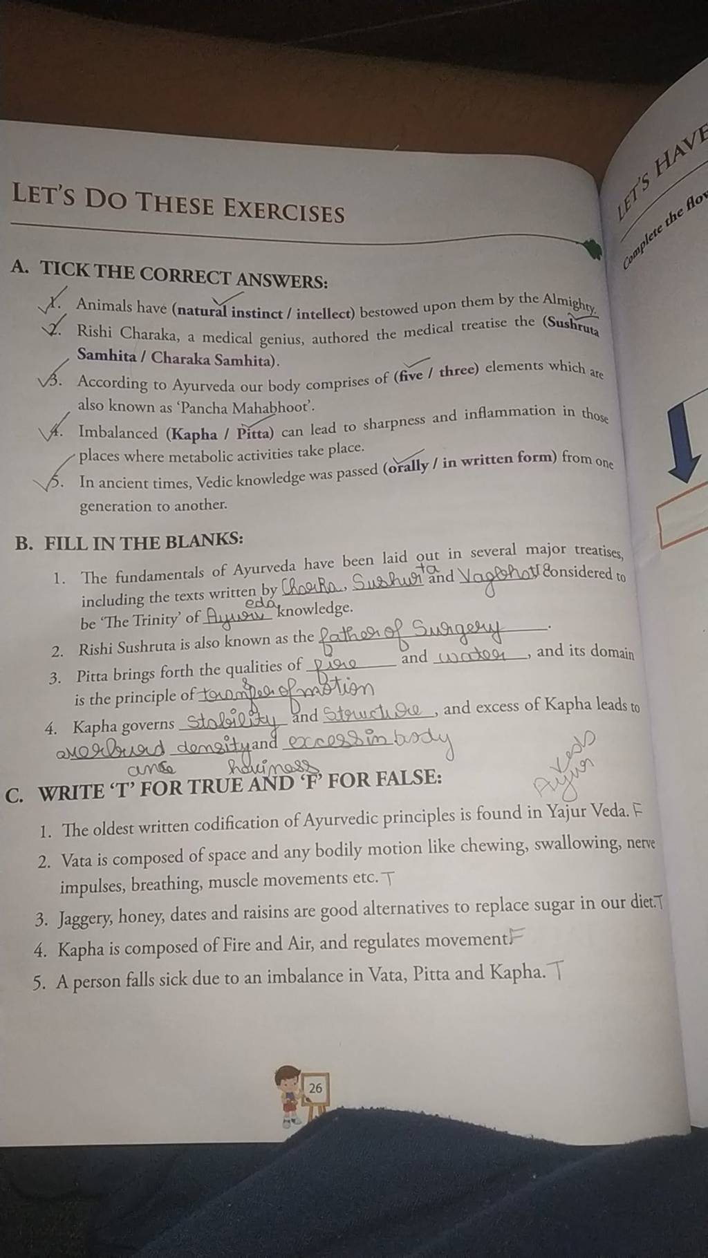 LET'S DO THESE EXERCISES A. TICK THE CORRECT ANSWERS: | Filo