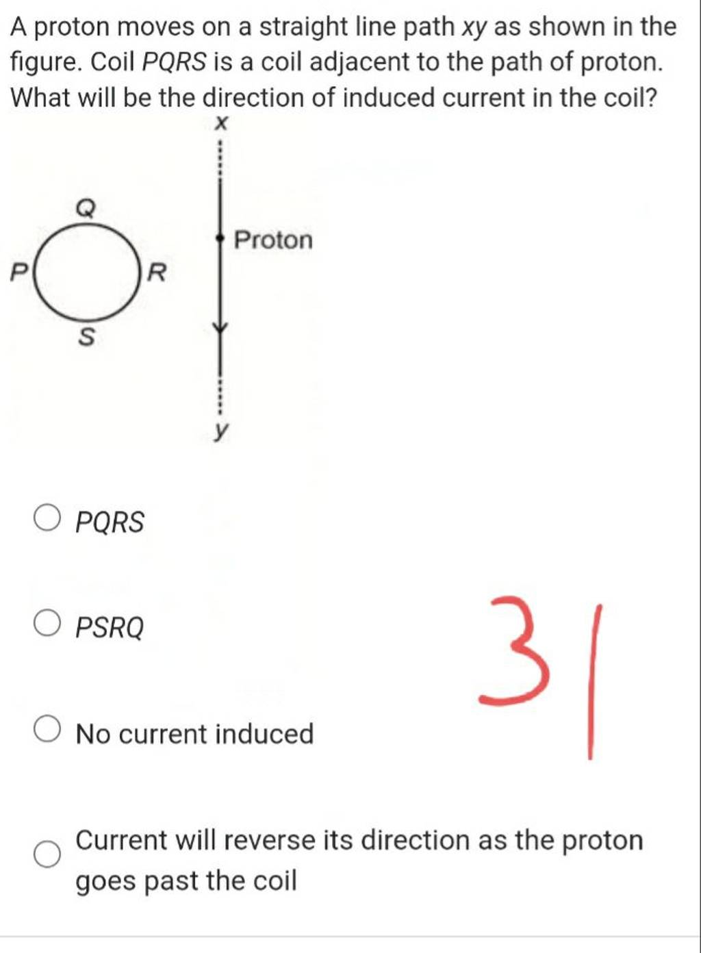 A Proton Moves On A Straight Line Path Xy As Shown In The Figure Coil Pq