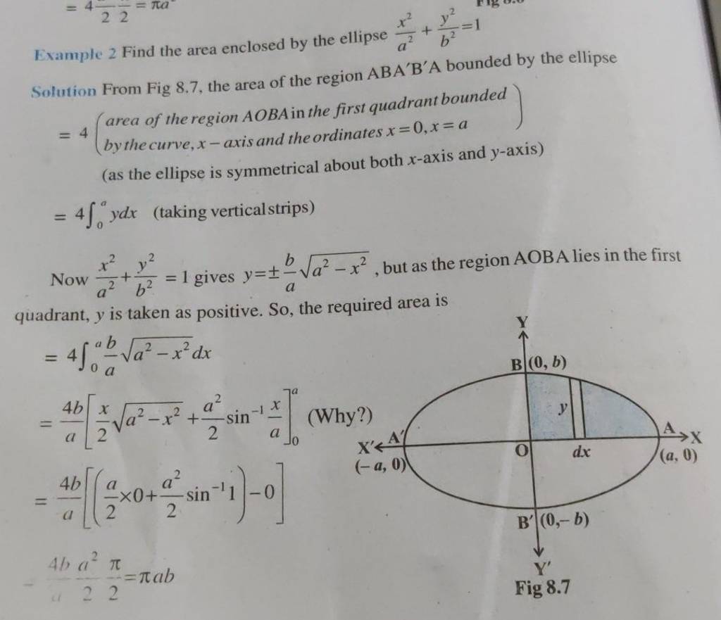 Example 2 Find the area enclosed by the ellipse a2x2 +b2y2 =1 Solution Fr..