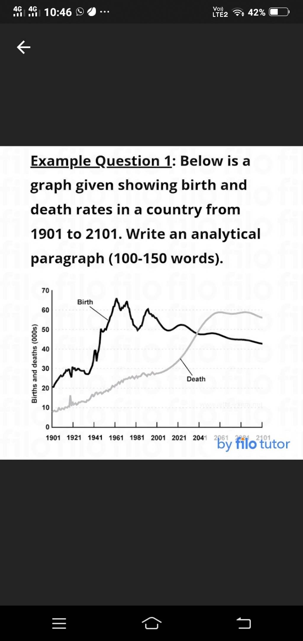 Example Question 1: Below is a graph given showing birth and death rates