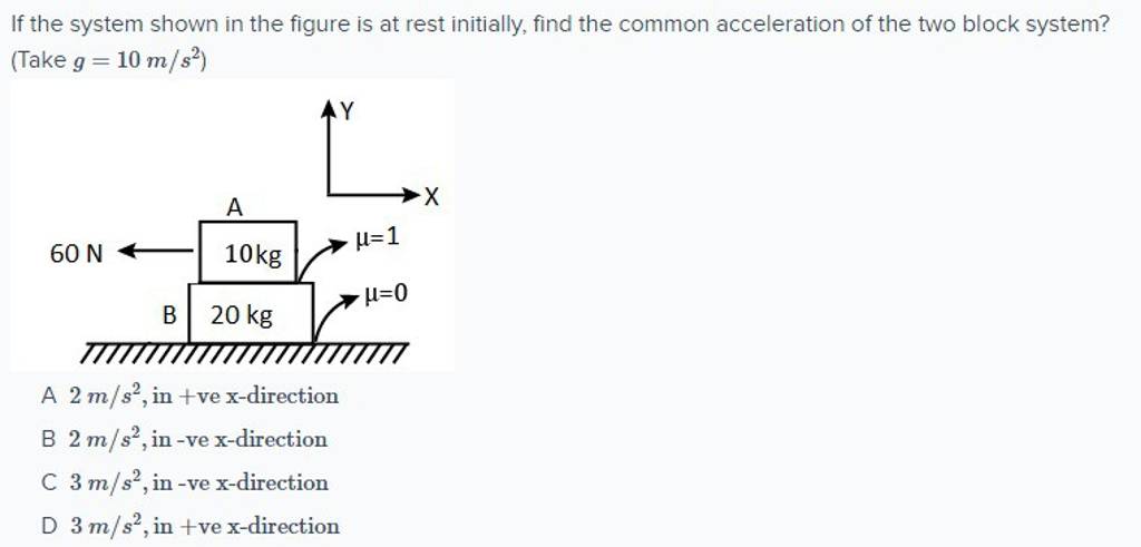 If the system shown in the figure is at rest initially, find the common a..