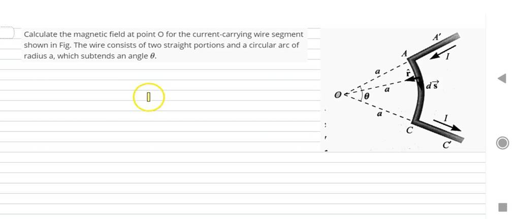 Calculate the magnetic field at point O for the current-carrying wire seg..