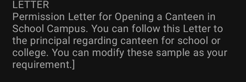 LETTER Permission Letter for Opening a Canteen in School Campus. You can