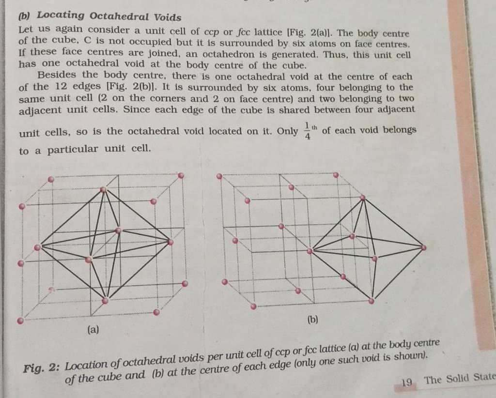 (b) Locating Octahedral Voids Let us again consider a unit cell of ccp or..