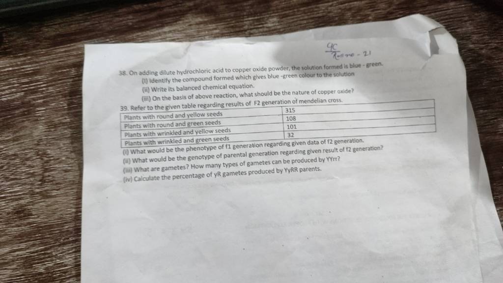 Refer to the given table regarding results of F2 generation of mendelian