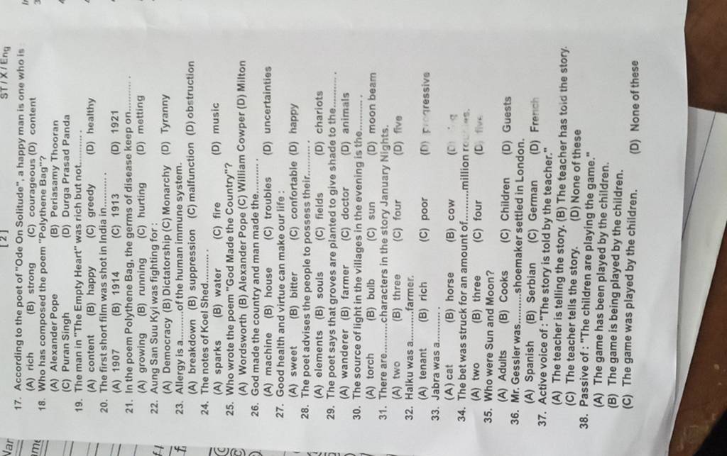 In the poem Polythene Bag, the germs of disease keep on.......... | Filo