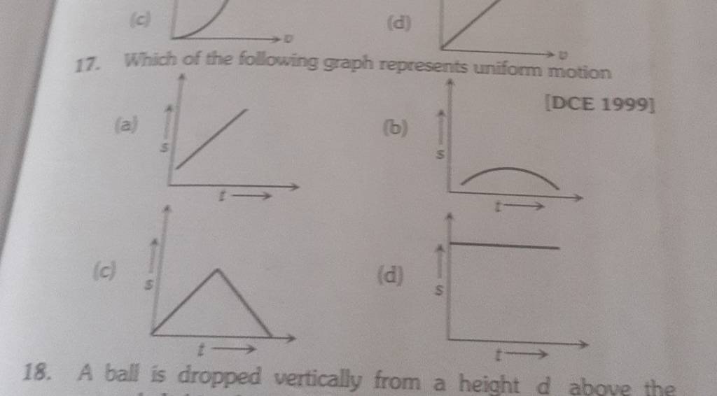 17. Which of the following graph represents uniform motion [DCE 1999] (b)..