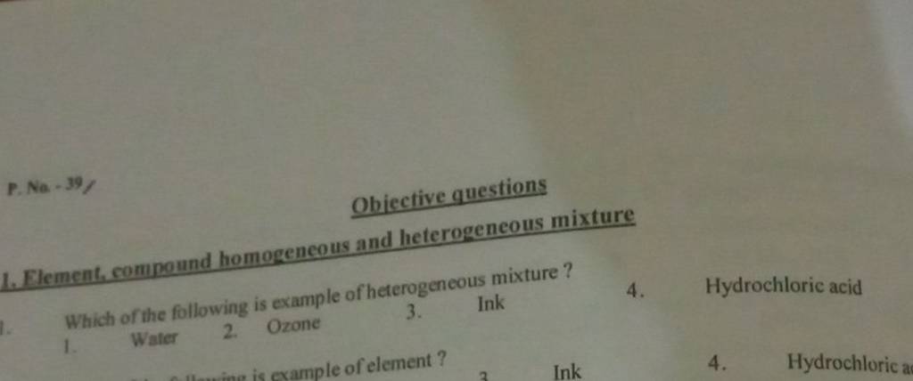 1. Element, compound homogeneous and heterogeneous mixture | Filo