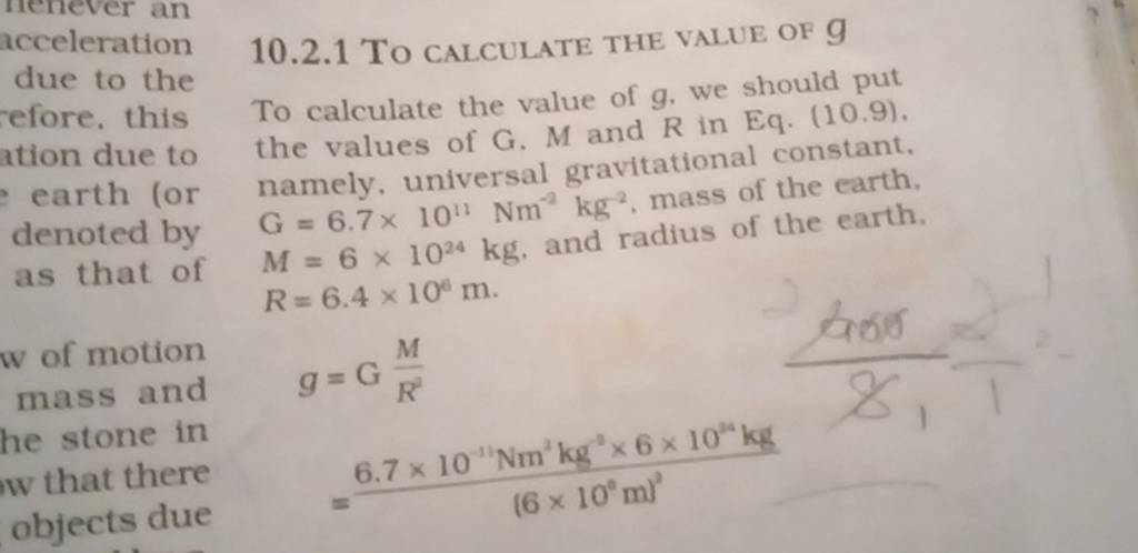 10.2.1 To Calculate the value of g To calculate the value of g. we should..