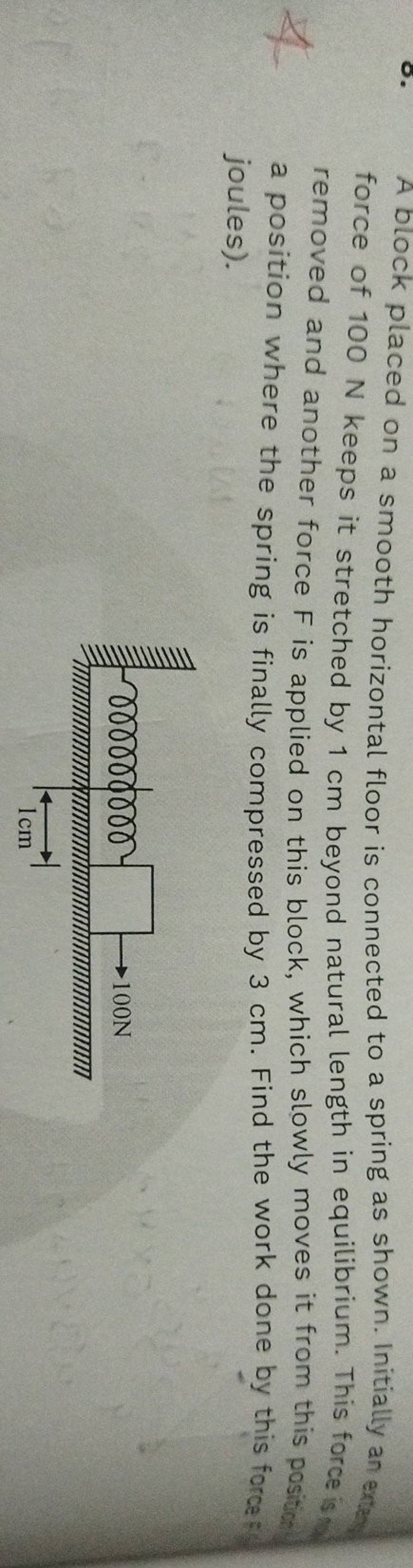 A block placed on a smooth horizontal floor is connected to a spring as s..