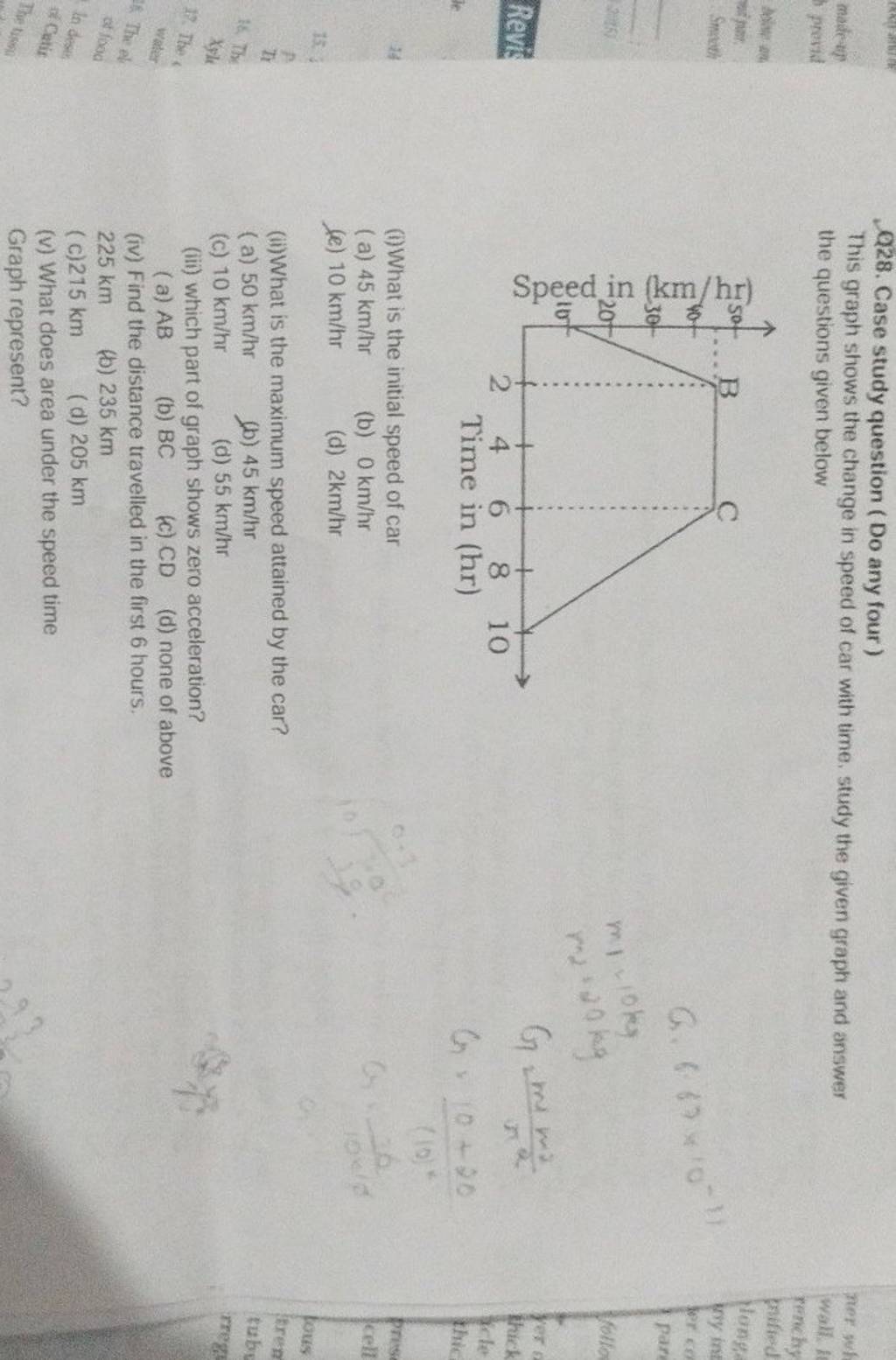 which part of graph shows zero acceleration? | Filo
