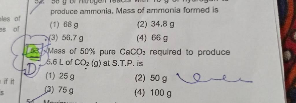 produce ammonia. Mass of ammonia formed is | Filo