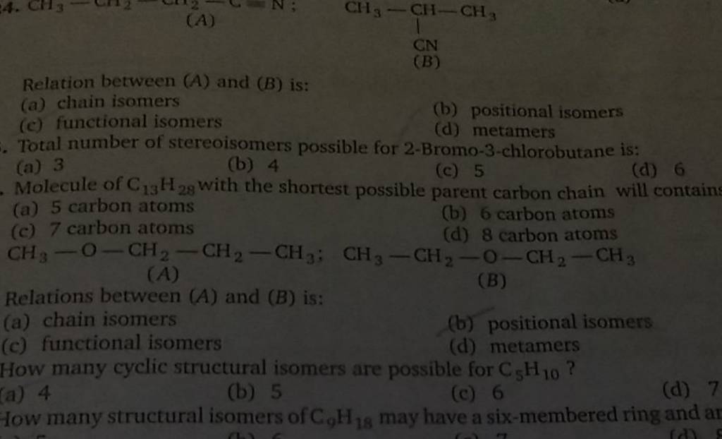 Total Number Of Stereoisomers Possible For 2 Bromo 3 Chlorobutane Is A