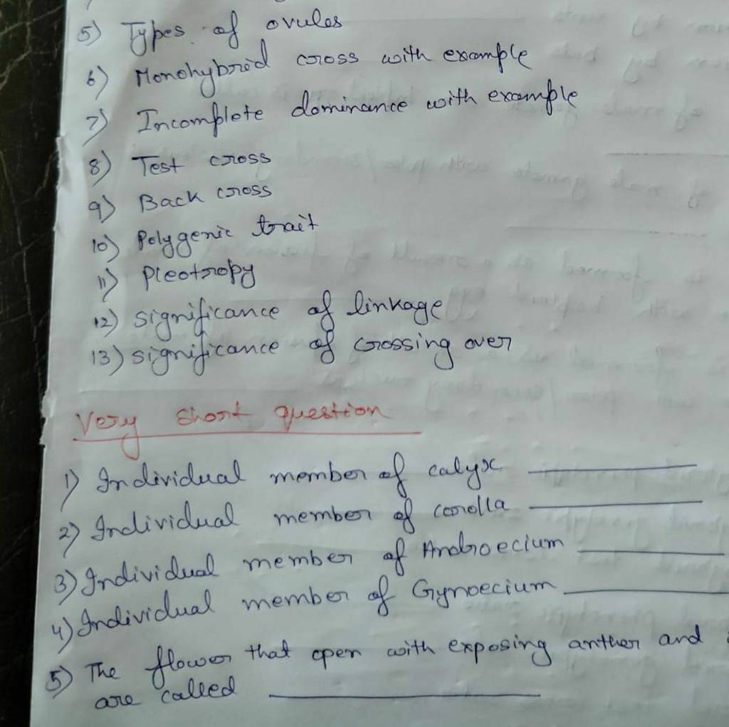 Incomplete dominance with example 8) Test cross 9) Back cross 10) Polyge..