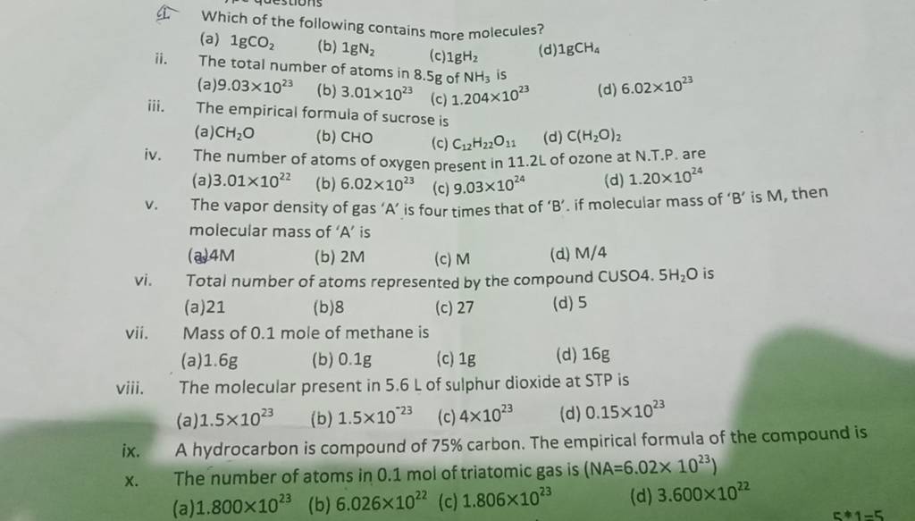 The empirical formula of sucrose is | Filo