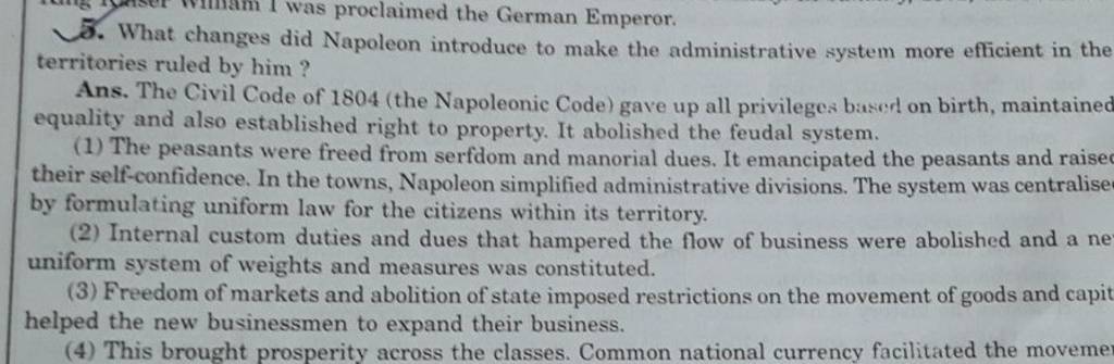 What changes did Napoleon introduce to make the administrative system mor..