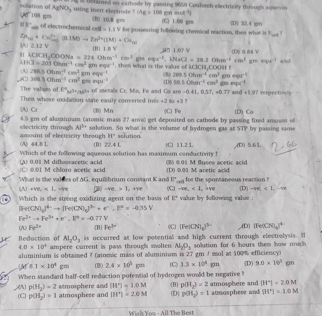 4.5gm of aluminium (atomic mass 27amu ) get deposited on cathode by passi..