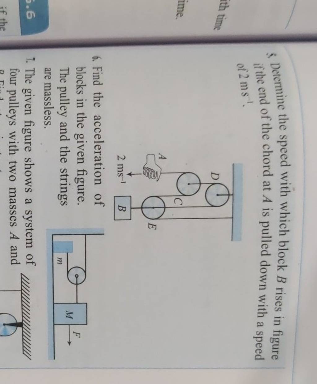 5. Determine the speed with which block B rises in figure if the end of t..