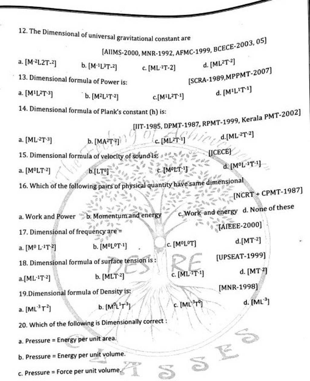 Dimensional formula of Plank's constant (h) is: [IIT-1985, DPMT-1987, RPM..
