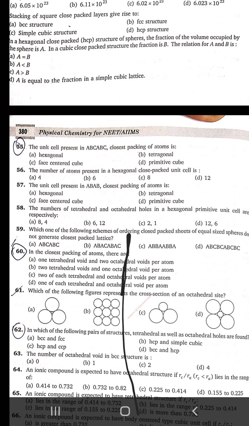 in a hexagonal close packed (hcp) structure of spheres, the fraction of t..