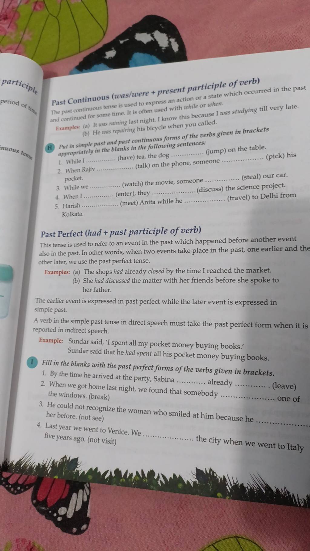 Past Continuous (was/were + present participle of verb) The past continuo..