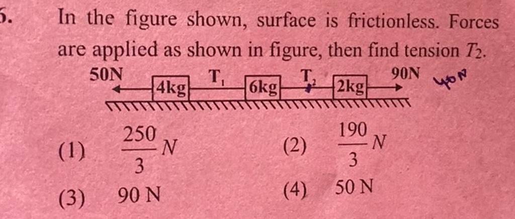 In the figure shown, surface is frictionless. Forces are applied as shown..