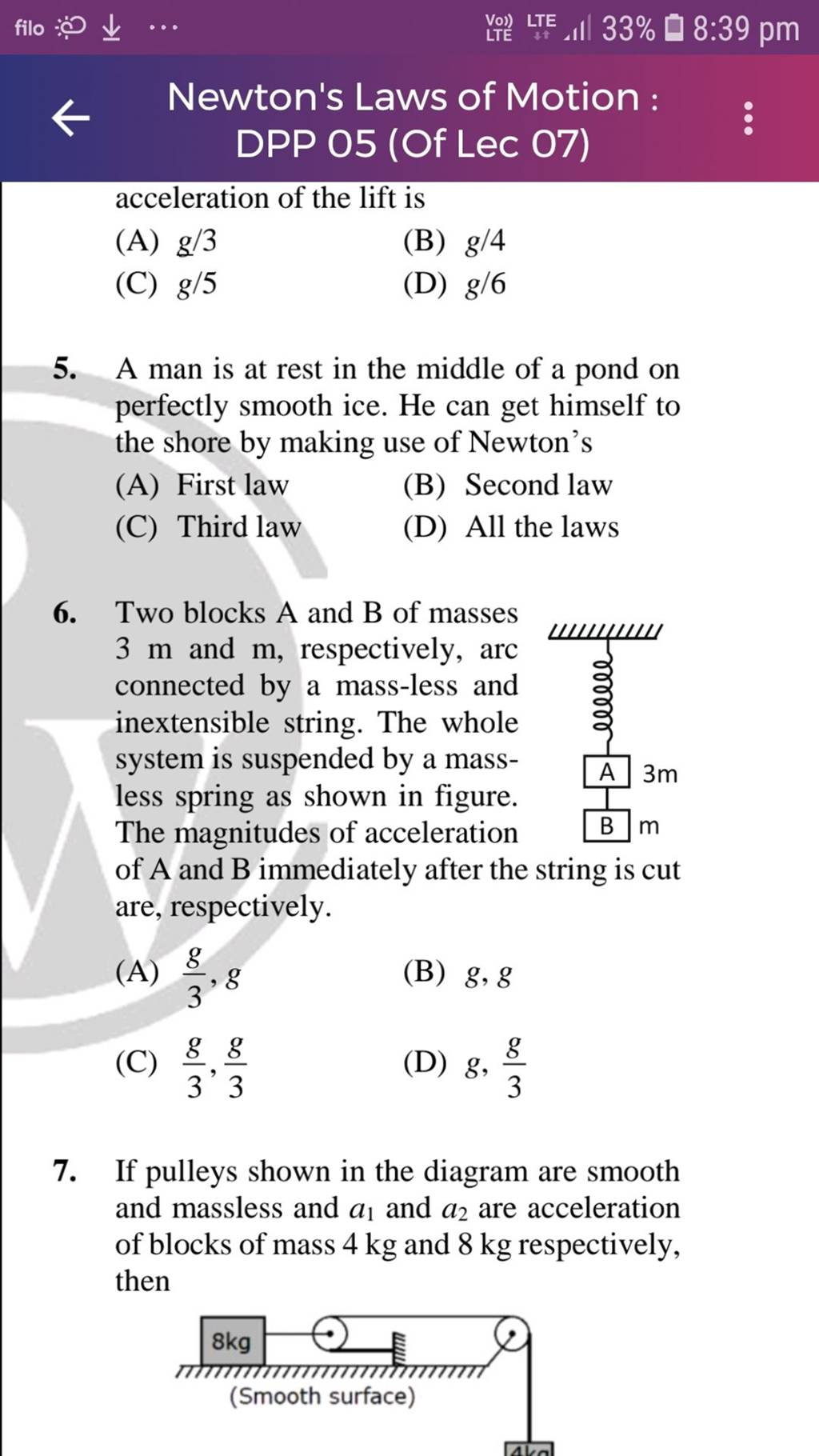← Newtons Laws Of Motion Dpp 05 Of Lec 07 Acceleration Of The Lift I 