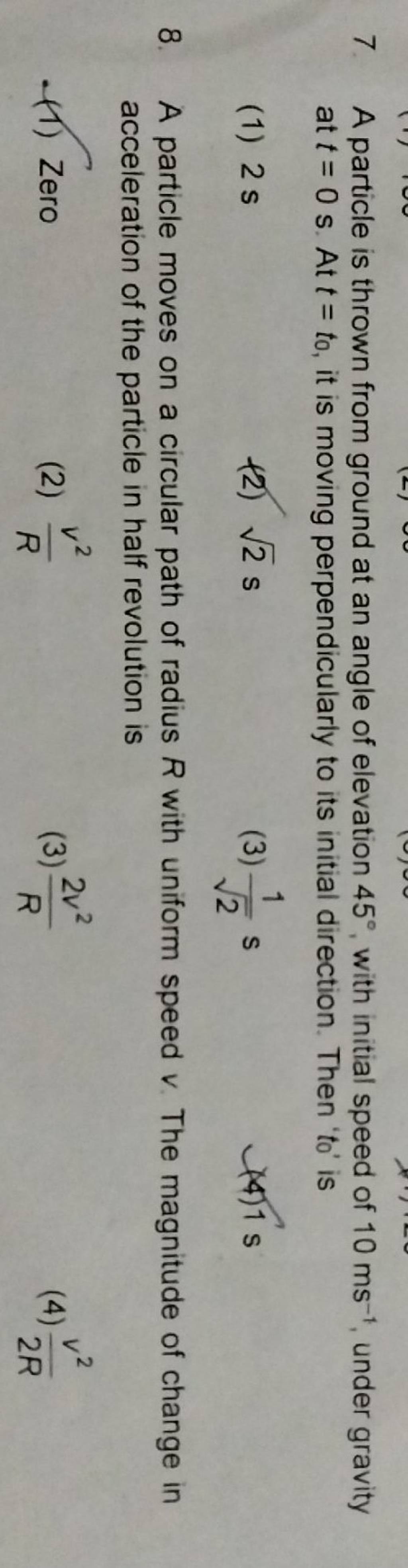A particle moves on a circular path of radius R with uniform speed v. The..