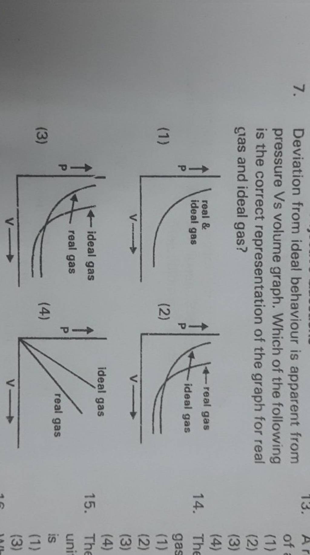 7. Deviation from ideal behaviour is apparent from pressure Vs volume gra..