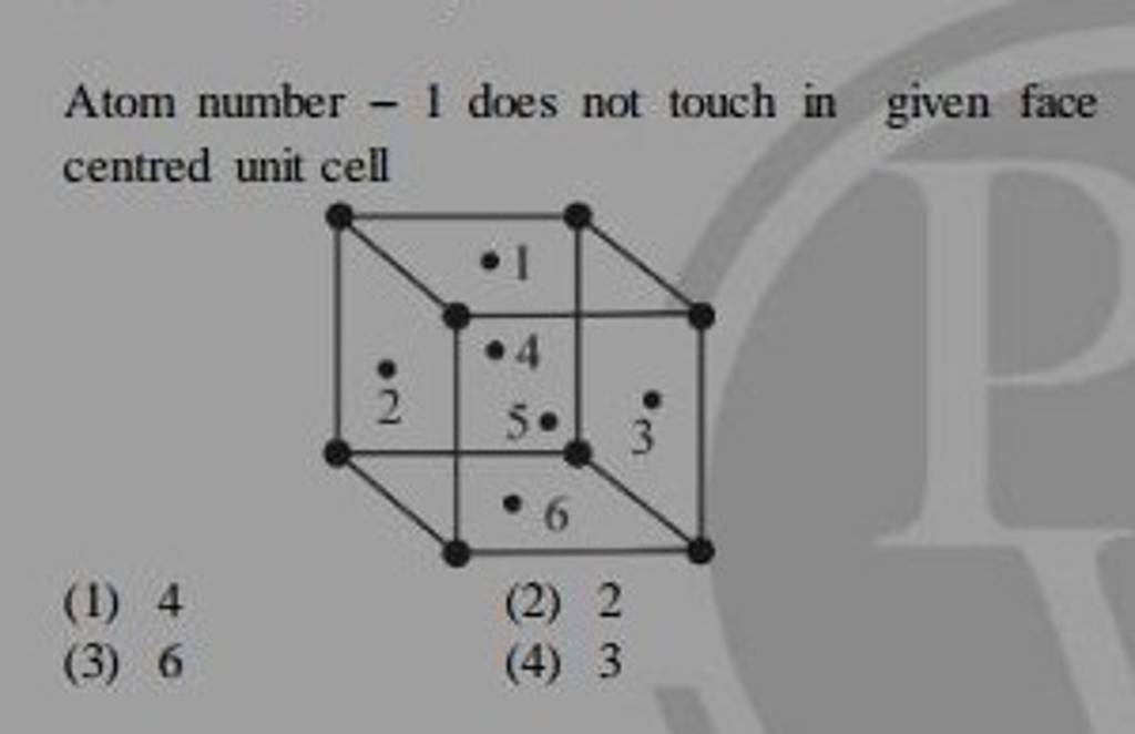 Atom number - 1 does not touch in given face centred unit cell | Filo
