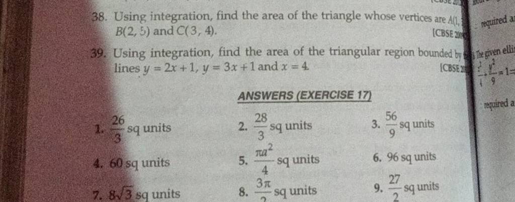Using integration, find the area of the triangle whose vertices are A(L, Using integration, find the area of the triangle whose vertices are A(L,