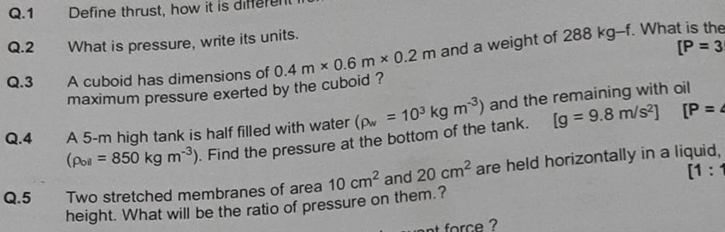Q.1 Define thrust, how it is | Filo