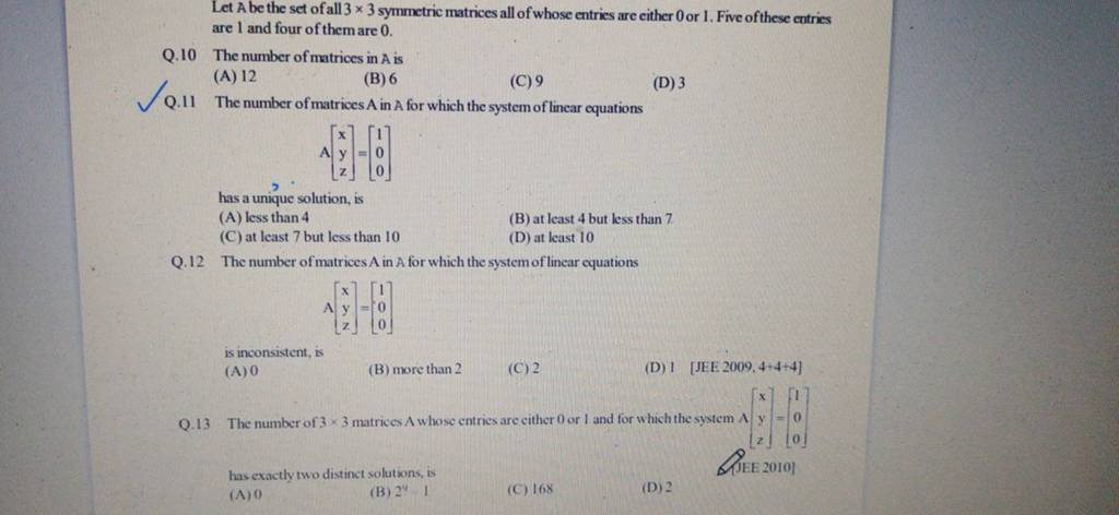 Let A Be The Set Of All 3×3 Symmetric Matrices All Of Whose Entries Are C