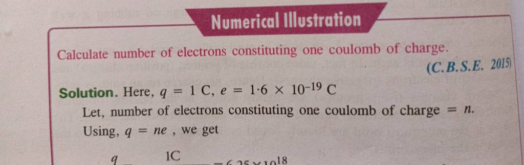 Numerical Illustration Calculate number of electrons constituting one cou..