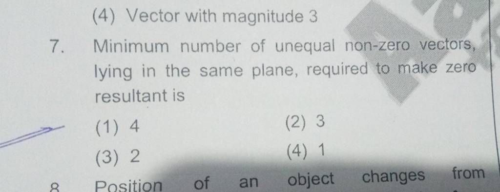 Minimum number of unequal non-zero vectors, lying in the same plane, requ..