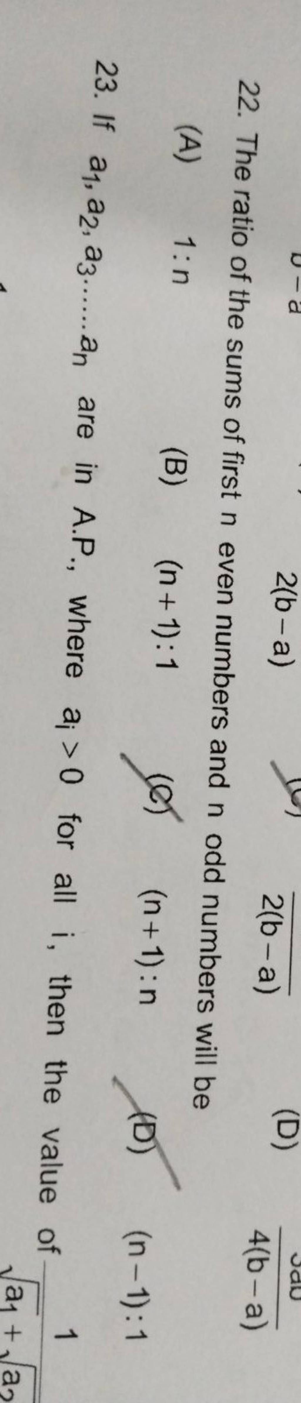 22 The Ratio Of The Sums Of First N Even Numbers And N Odd Numbers Will 22-the-ratio-of-the-sums-of-first-n-even-numbers-and-n-odd-numbers-will