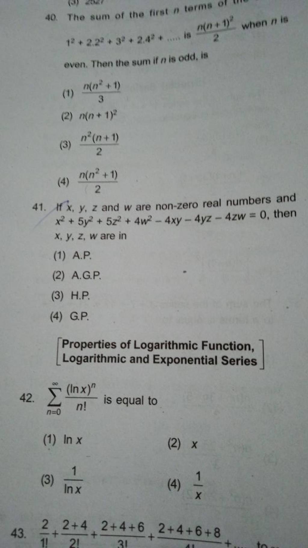 [ Properties of Logarithmic Function, Logarithmic and Exponential Series..