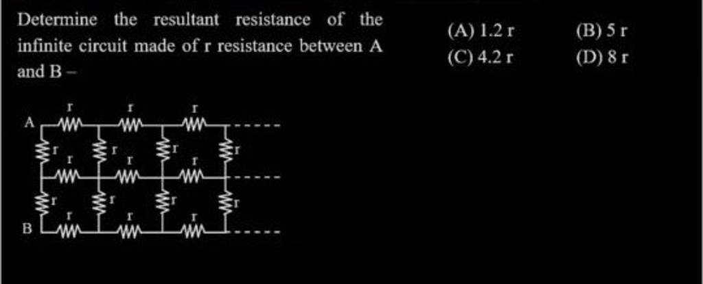 Determine the resultant resistance of the infinite circuit made of r resi..
